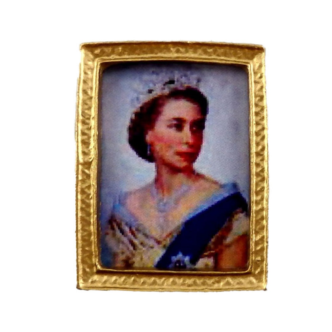 Dolls House Miniature Queen Elizabeth II Portrait Picture Gold Frame - Etsy