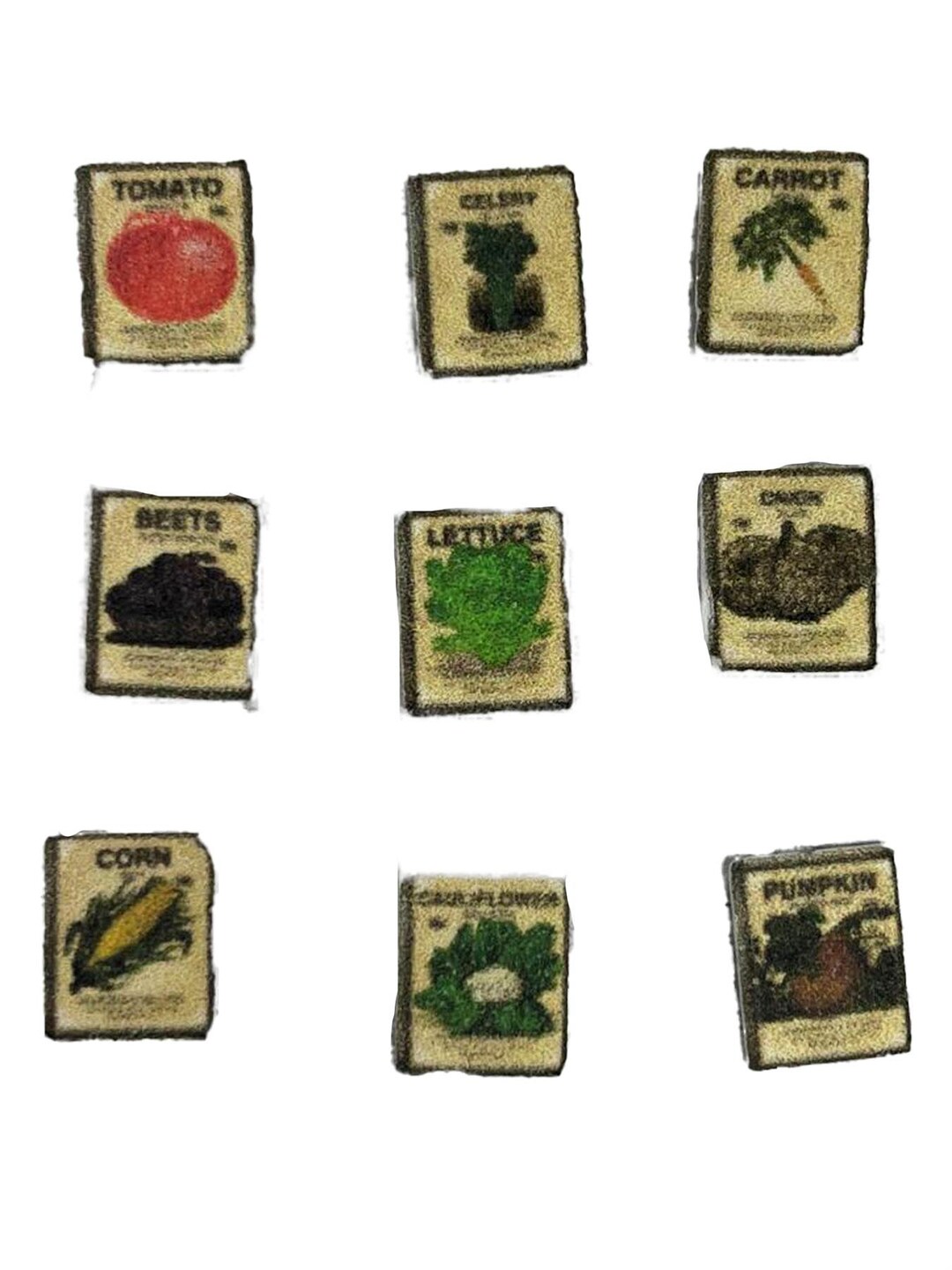 Dolls House 9 Vegetable Seed Packets Miniature Garden Shop Greenhouse ...
