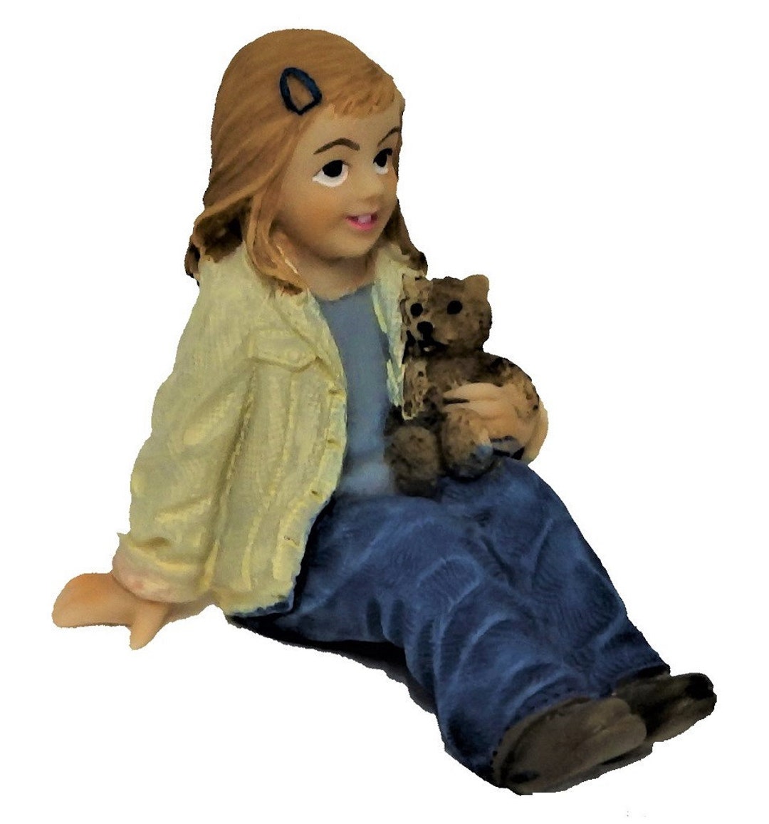 Dolls House Little Girl Sitting With Teddy 1:12 People Resin Figure - Etsy