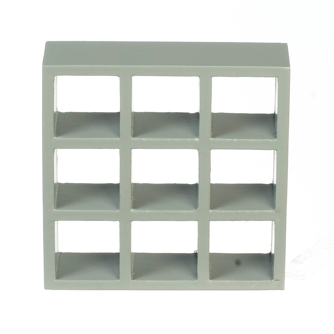 Dolls House 9 Cube Display Unit Modern Grey Shelves Bookcase Miniature ...