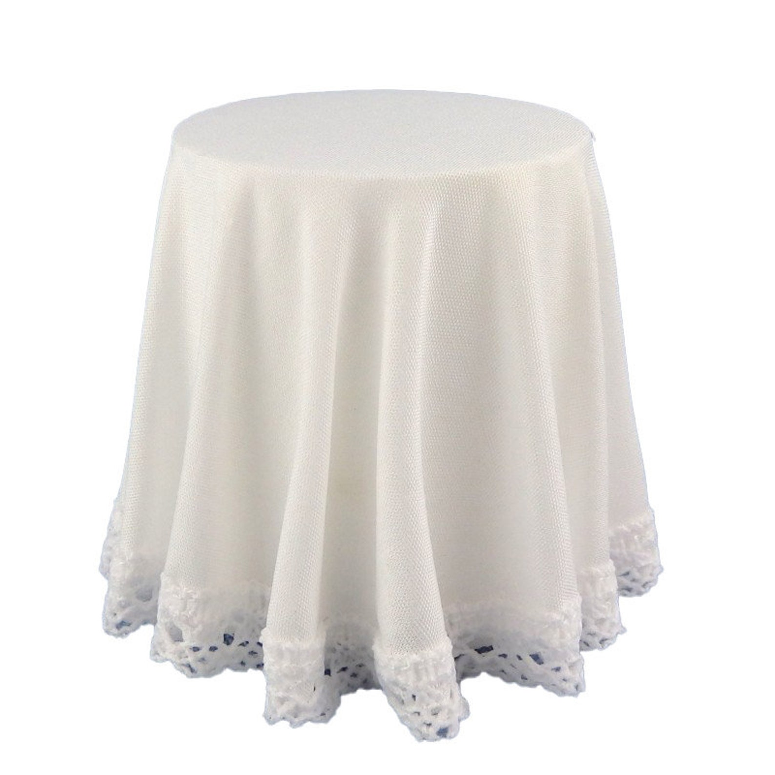 Dolls House Round Skirted Table With White Tablecloth Miniature 1:12 ...