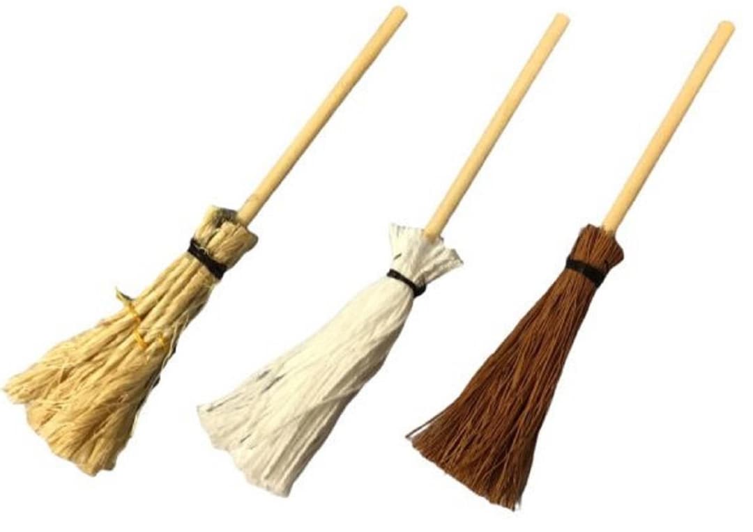 Dolls House 3 Traditional Witches Besom Broom Stick Cleaning Kitchen ...