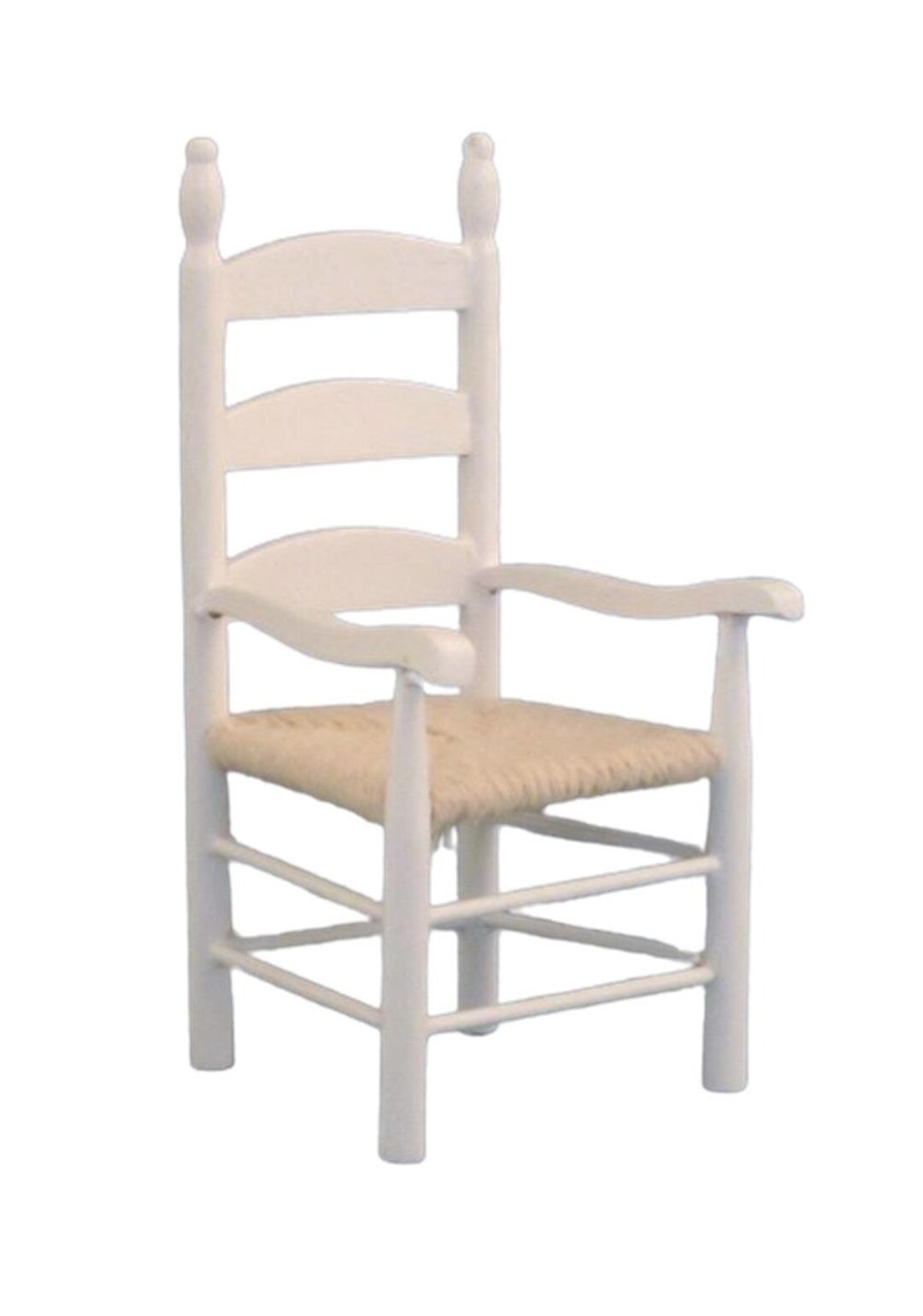 Dolls Houses Ladderback Chair Woven Seat Carver White Kitchen Dining ...