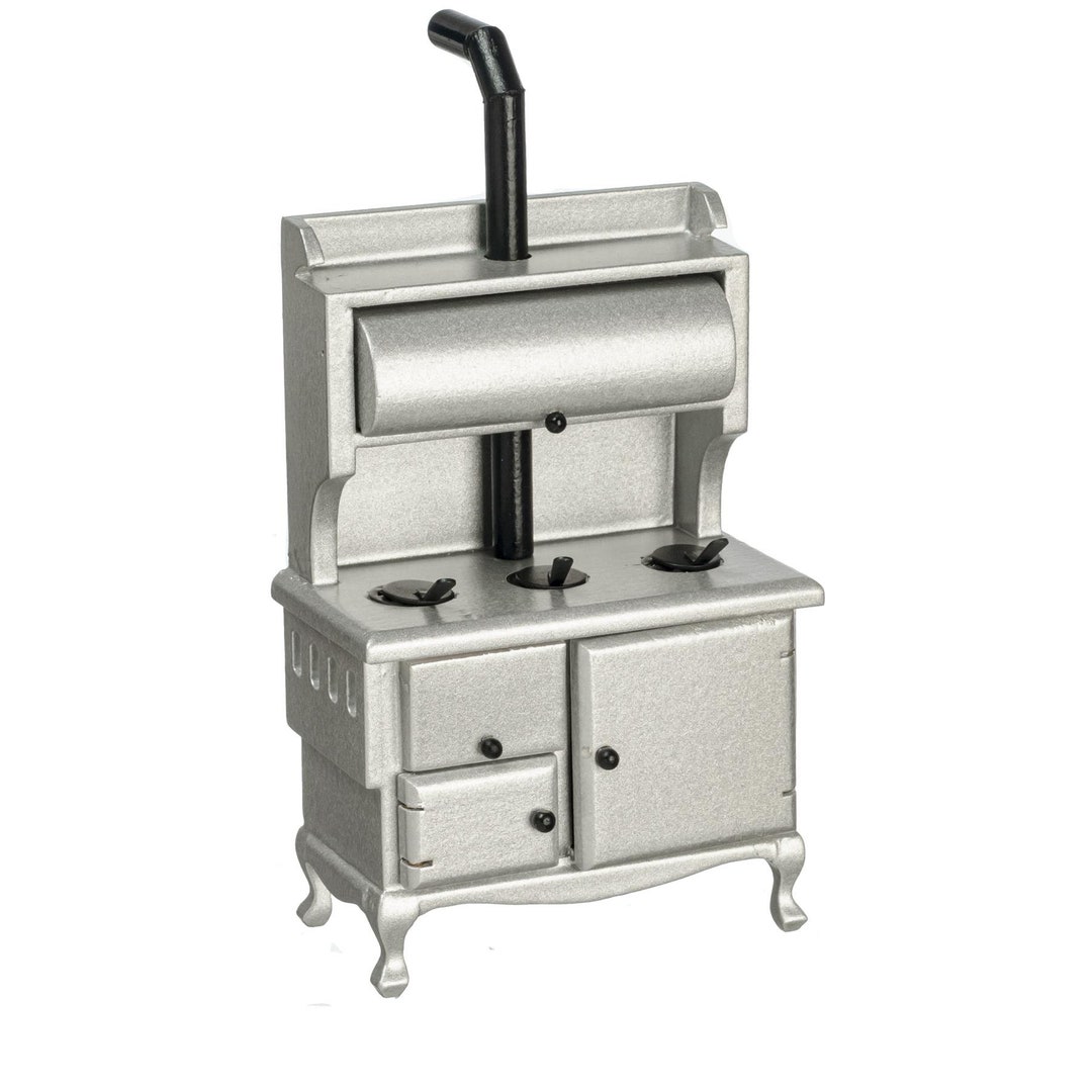 Dolls House Silver Wood Stove Victorian Cooker on Legs 1:12 Kitchen ...
