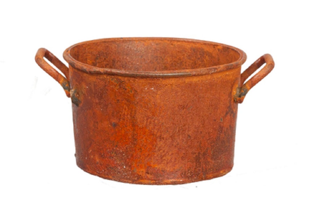Dolls House Aged Rusty Round Wash Tub Bath Bowl Miniature 1:12 ...