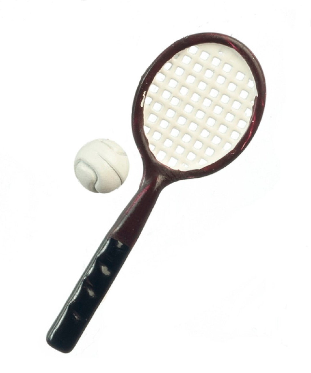 Dolls House Brown Tennis Racket & Ball Miniature Sport Games Accessory ...