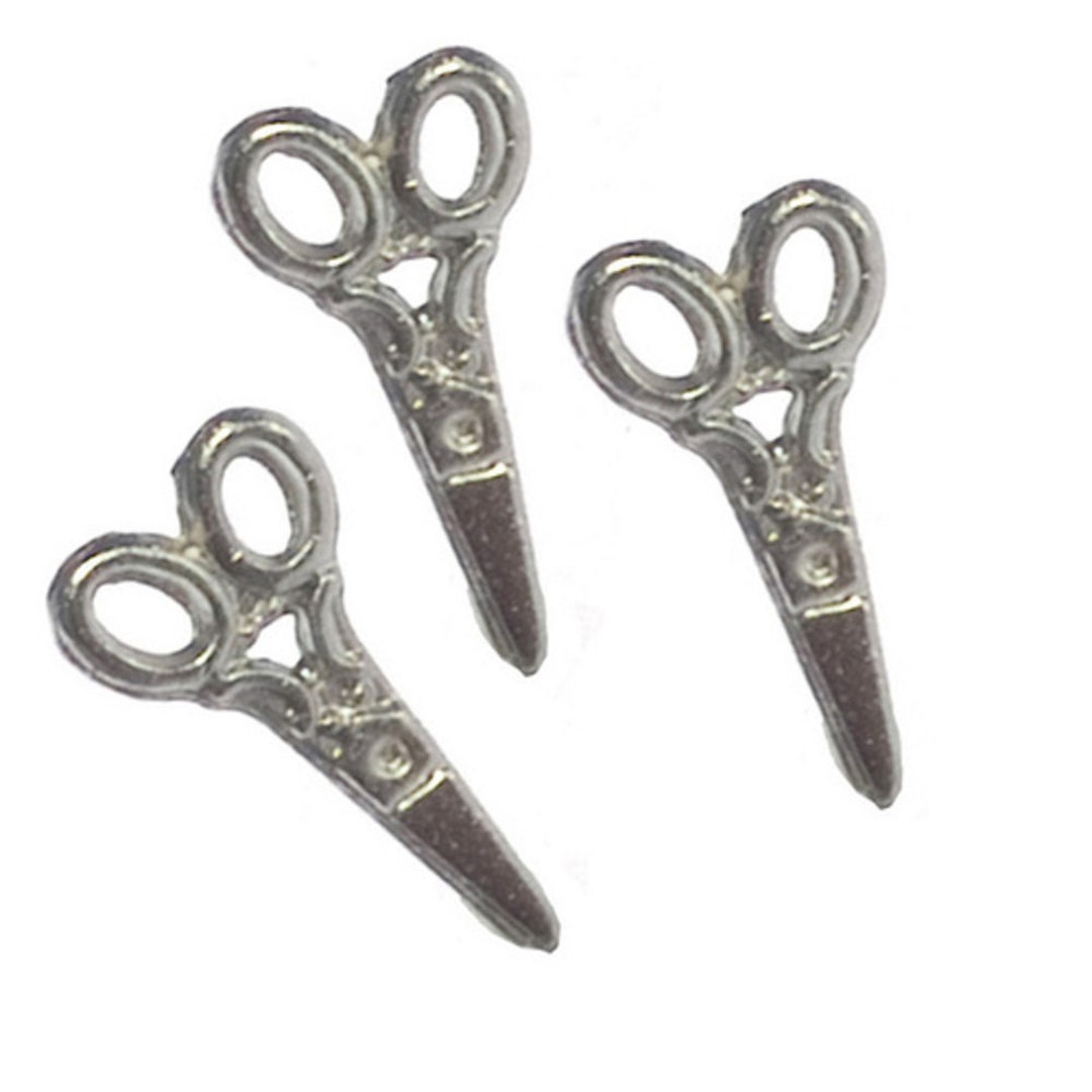 Dolls House 3 Pairs of Scissors Silver Miniature Kitchen Sewing Craft ...