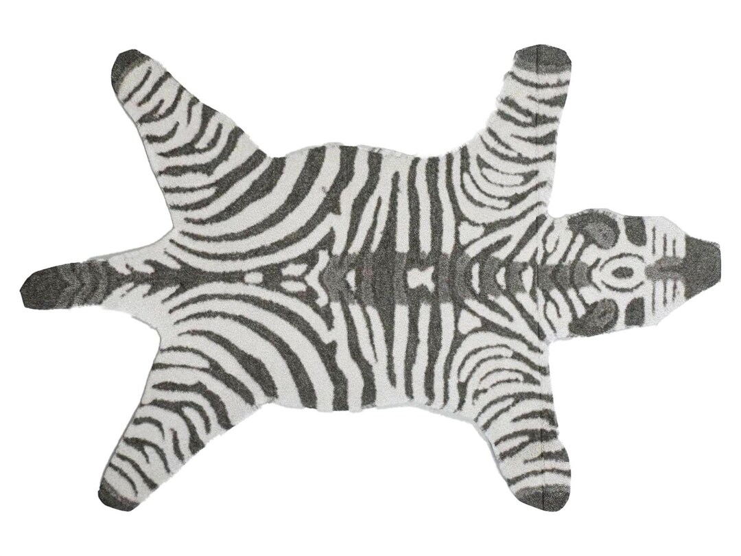 Dolls House Zebra Rug Modern Animal Play Mat Nursery Accessory Printed ...