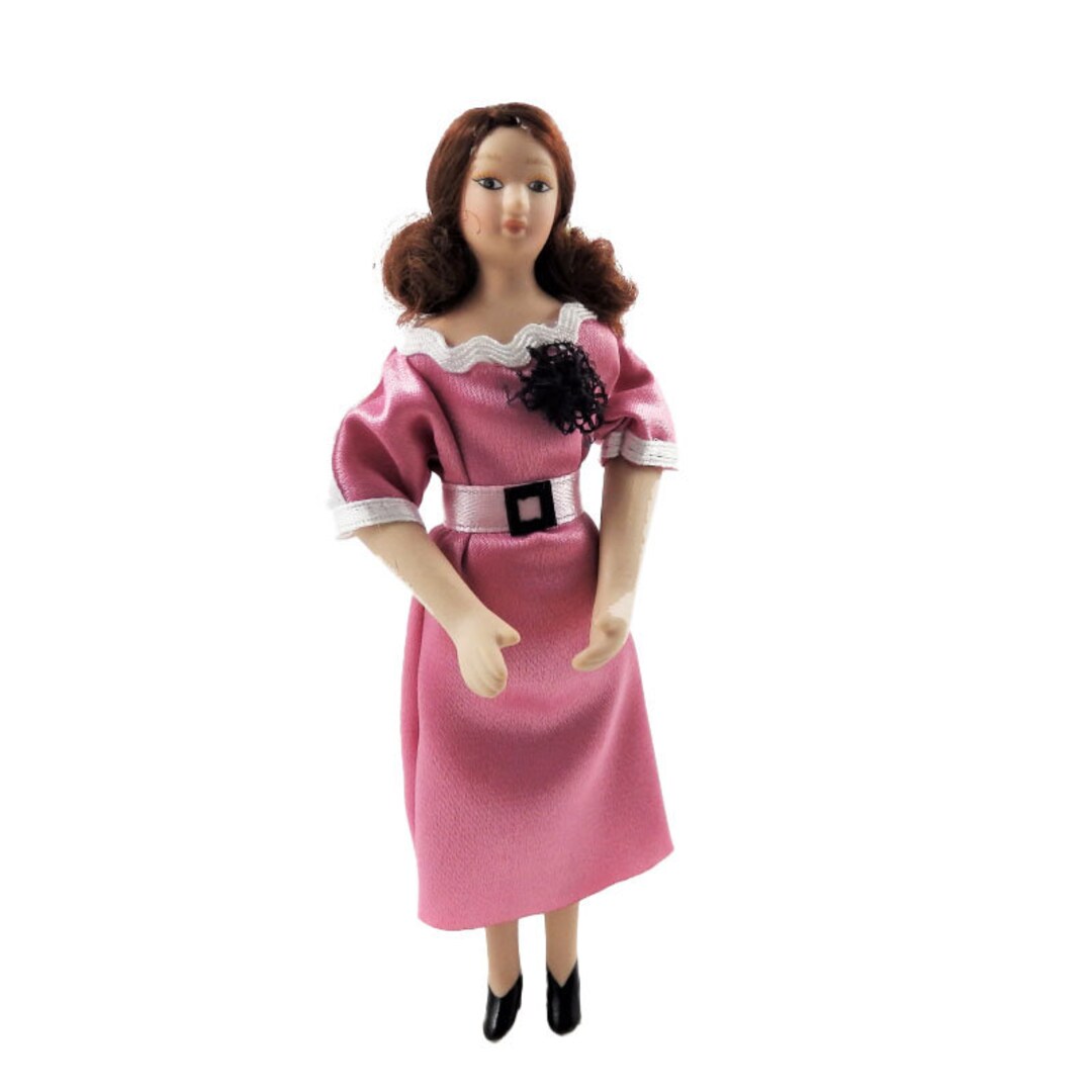 Dolls House Modern Lady in Smart Pink Dress Porcelain 1:12 People - Etsy