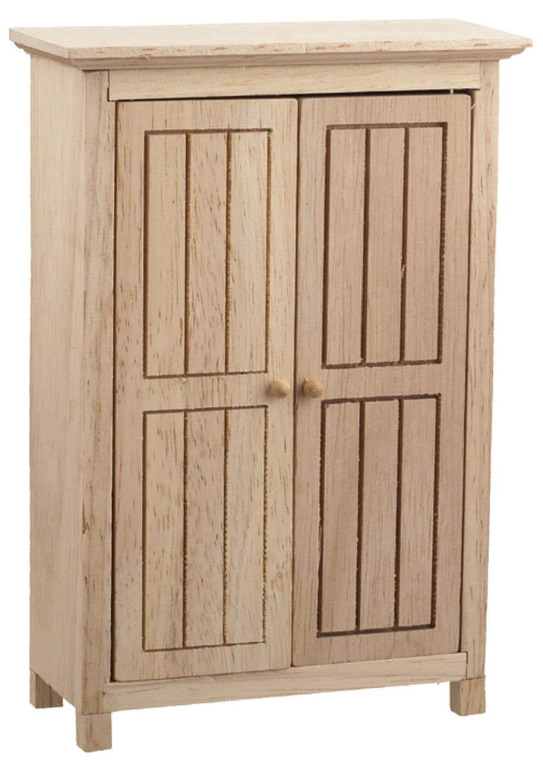 Dolls House Bare Wood Beadboard Wardrobe Unfinished Armoire Bedroom ...