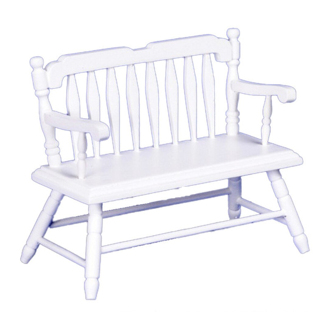 Dolls House White Wood Deacon's Bench Miniature 1:12 Scale Wooden ...
