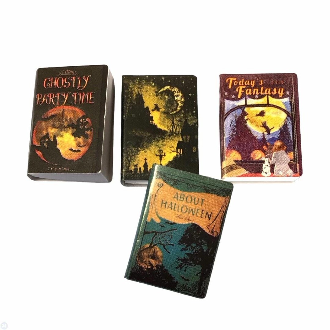 Dolls House Ghost Story Books With Pages Miniature Halloween Party ...