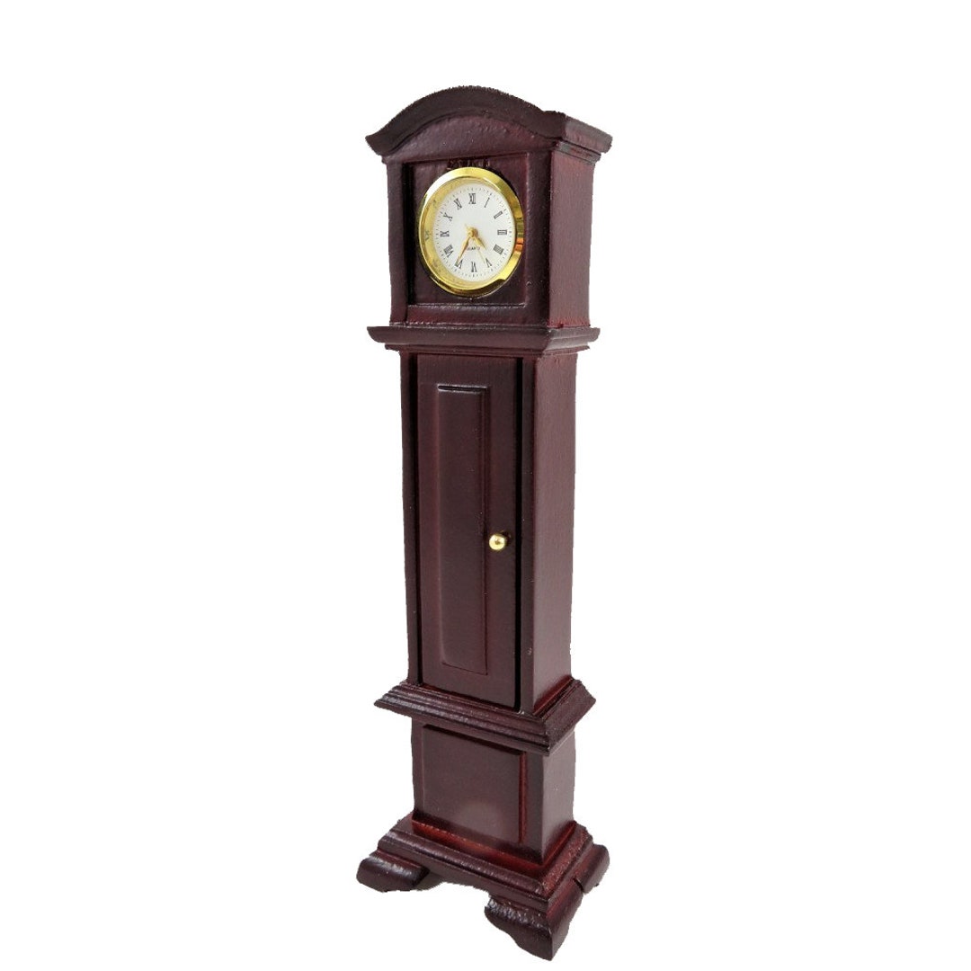 Dolls House Working Grandfather Clock Mahogany Miniature Hall Furniture ...