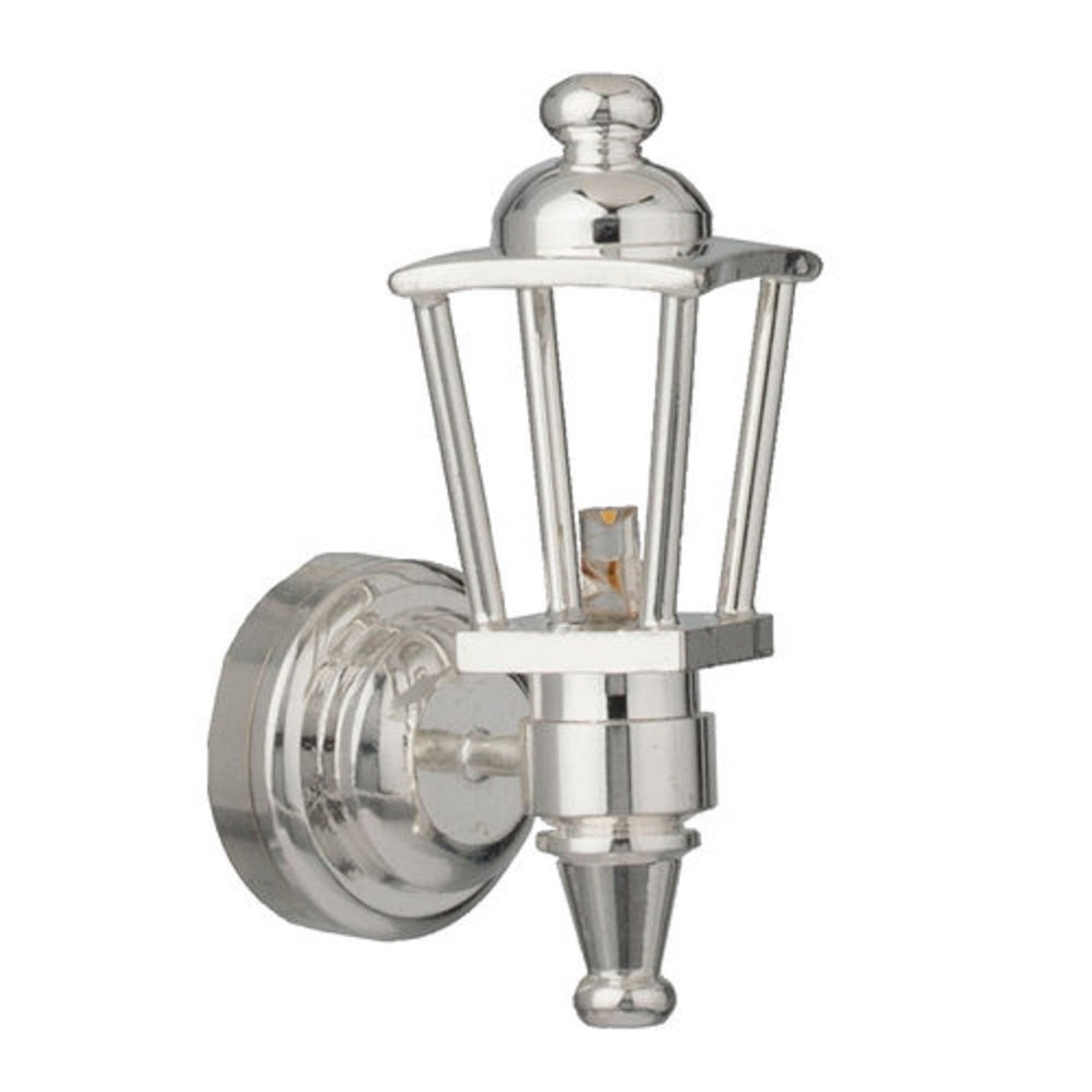 Dolls House Silver Outdoor Coach Lamp Lantern Lighting LED Outside ...