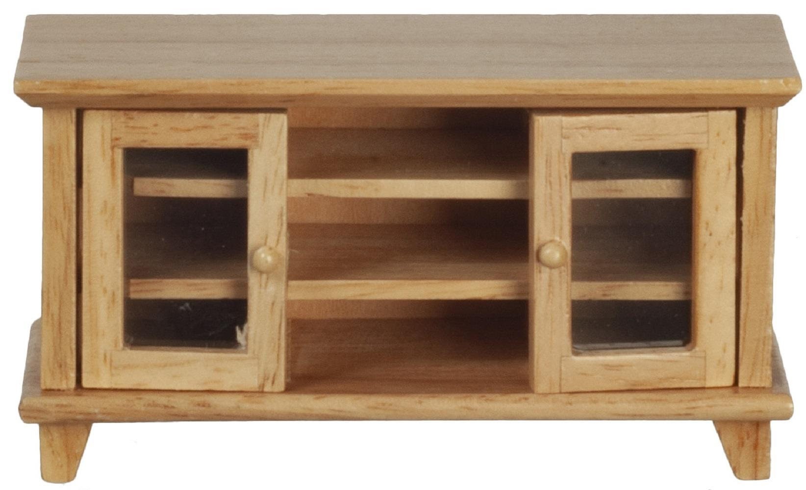 Dolls House Light Oak TV Stand Cabinet Modern Miniature Living Room ...