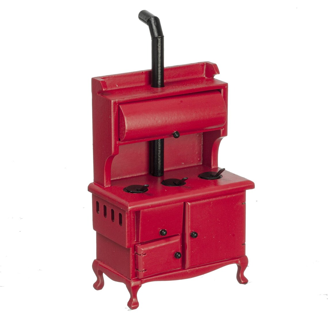 Dolls House Red Wood Stove Victorian Cooker on Legs Miniature Kitchen ...