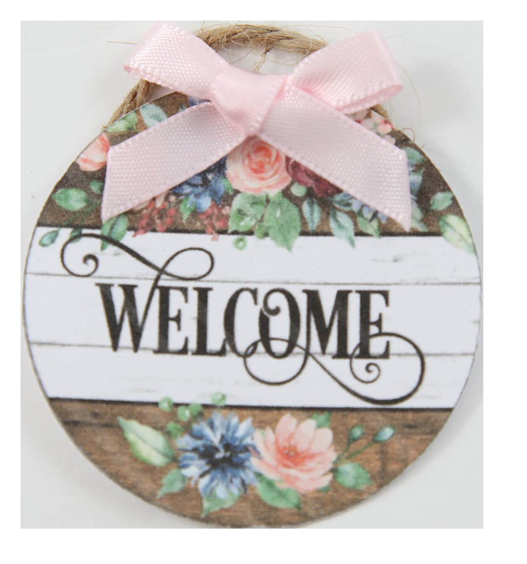 Dolls House "welcome" Sign Wreath With Pink Bow Miniature Door ...