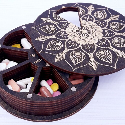 Pill Box 7 Day Night Pill Case Organizer Large Decorative - Etsy