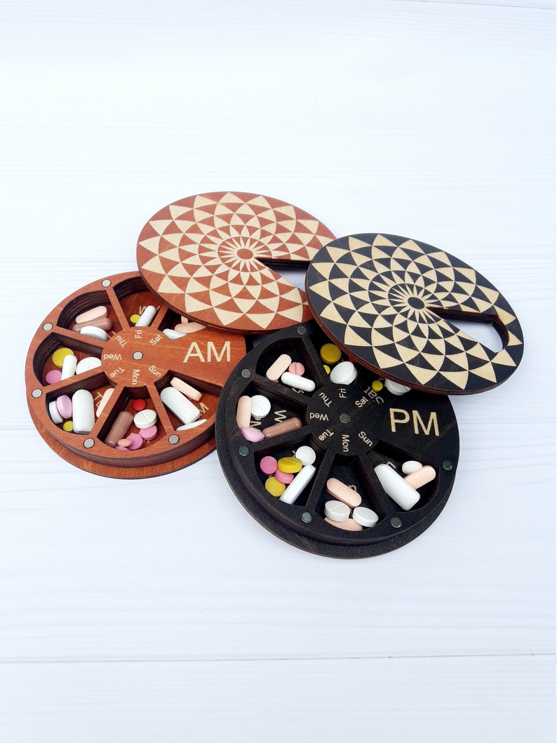 Wooden AM & PM Pill Boxes 7 Day Set of 2 7 Day Pill - Etsy