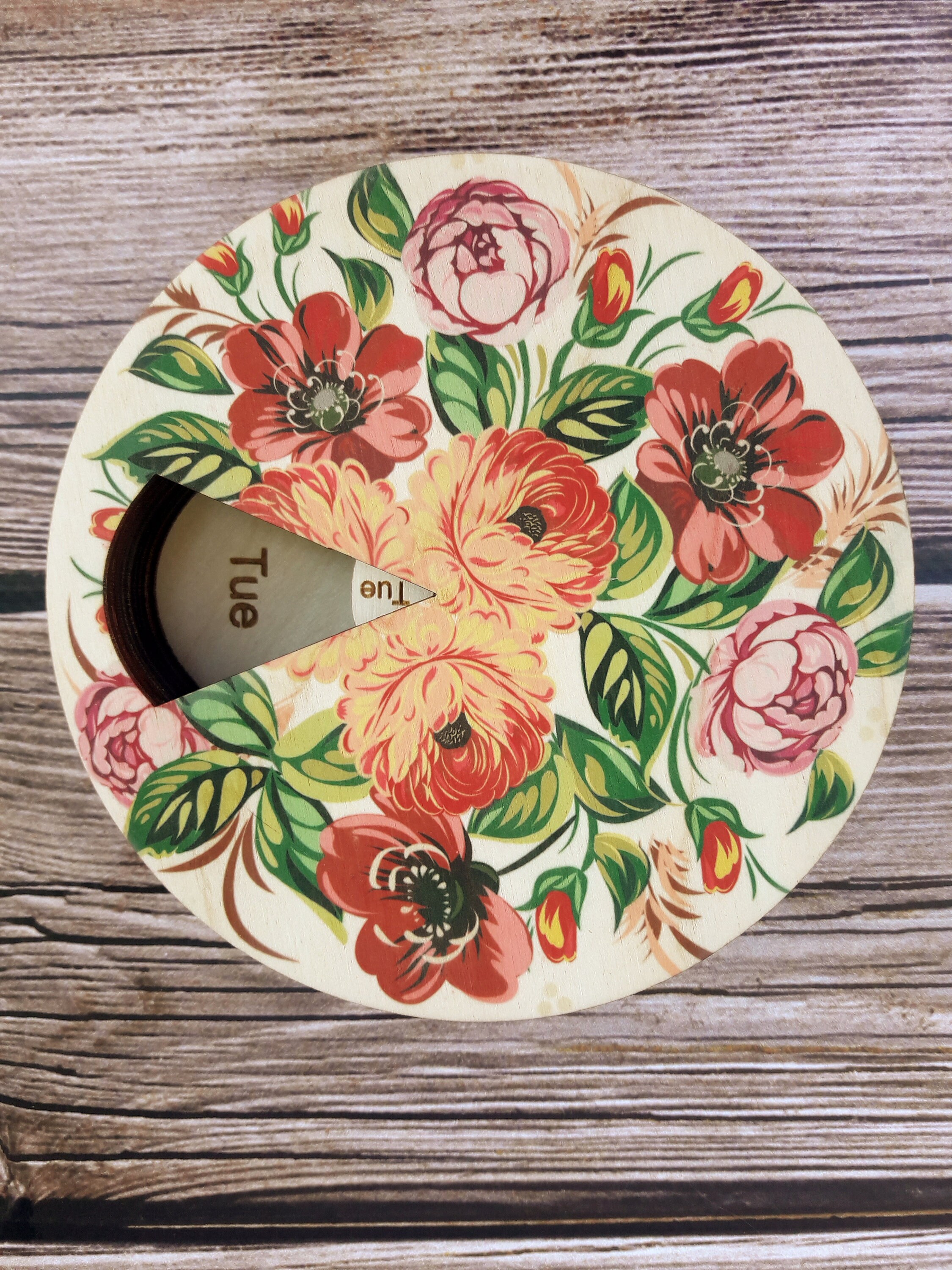 Decorative Pill Box 7 Day Floral Pill Case Wooden 7 Day Pill | Etsy