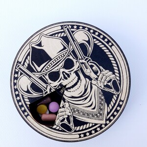 Skull Pill Box 7 Day Pill Organizer Wood Pill Container Pill Case for ...