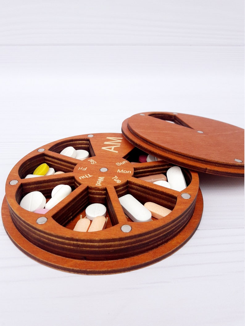Wooden Pill Box 7 Day Vitamin Box 7 Day Pill Box Pill | Etsy