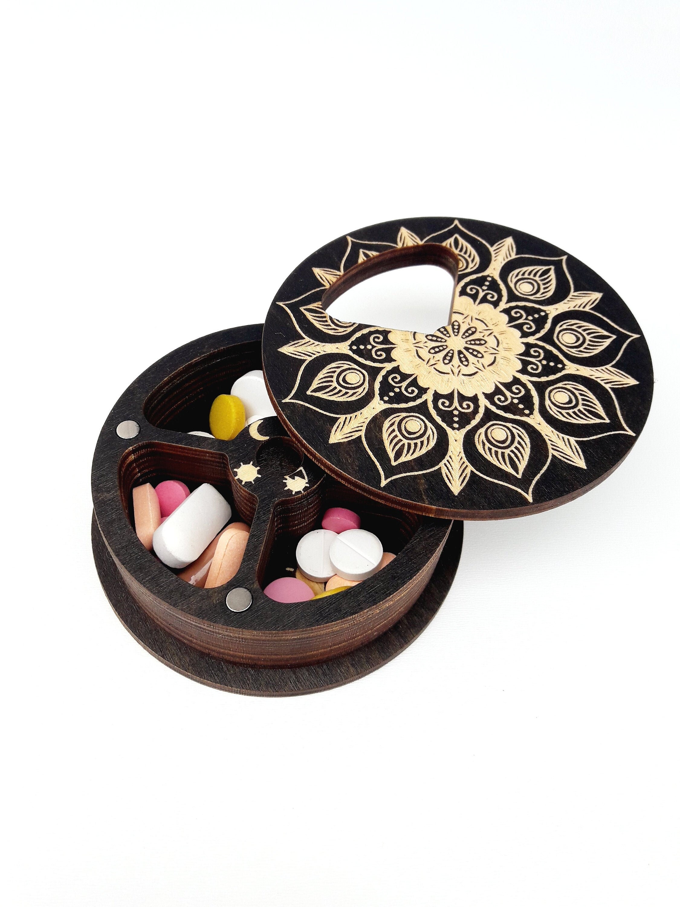 Wooden small daily pill box Cute pill case Pill organizer one | Etsy