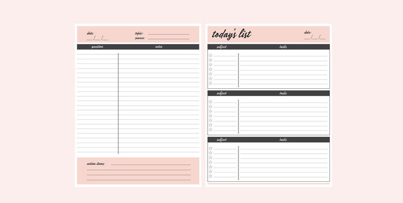 Note Taking + Task List Digital Download - Etsy