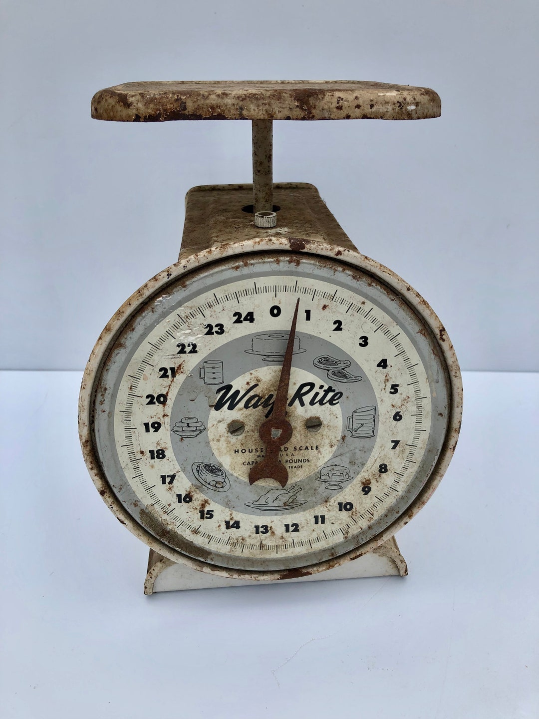 Vintage, Way-rite, Kitchen Scale, White and Gray, Rusty Household Scale ...
