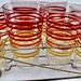 Vintage MCM Drinkware Set, Color Ring Tumbler Glasses With Metal Caddy ...