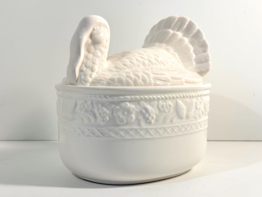 Vintage 1980s 2-piece Turkey Dish, White Ceramic, Figural Turkey ...