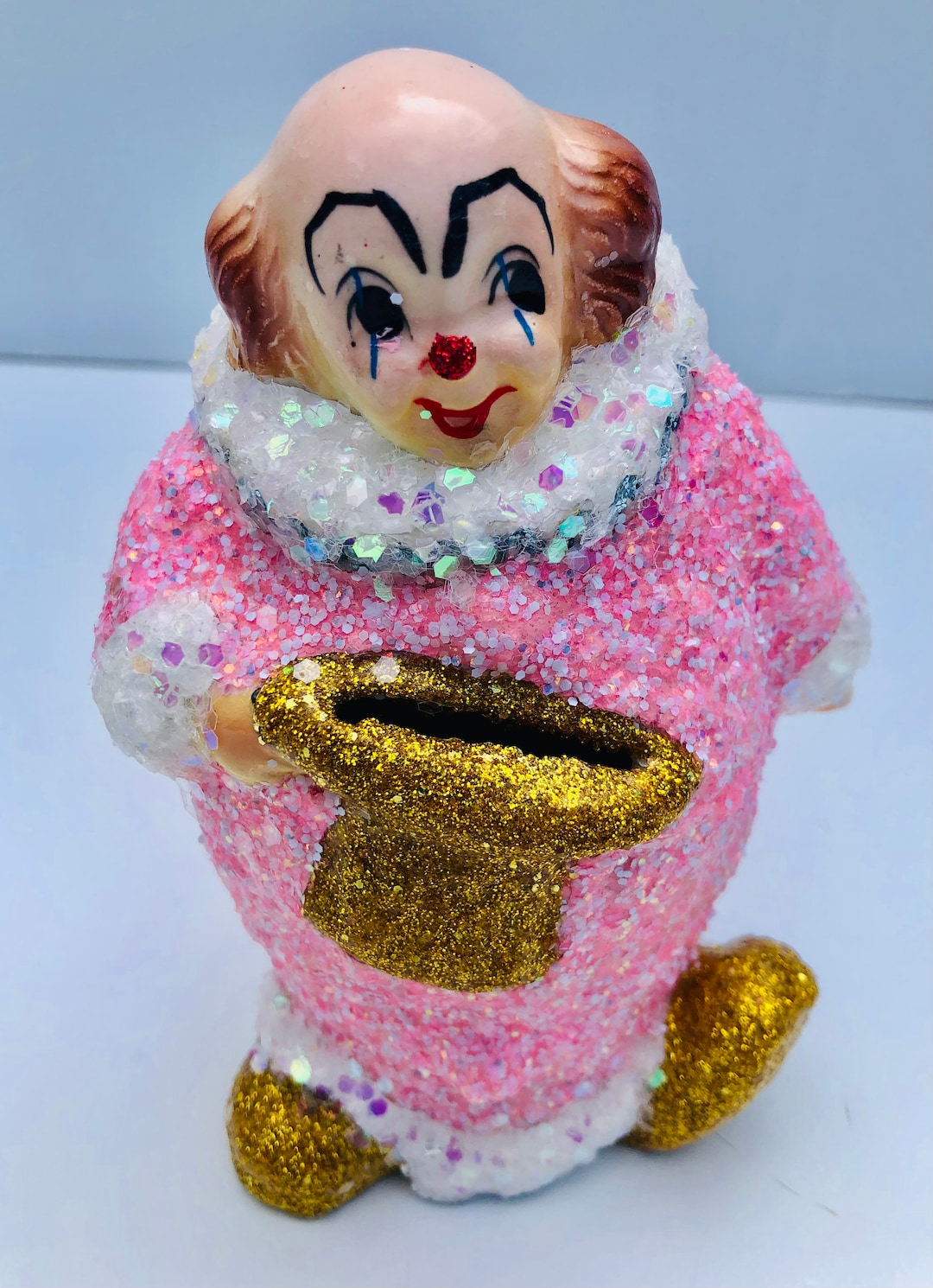 Vintage Circus, Pink Sparkly, Happy Clown Made in Japan & Up-cycled ...