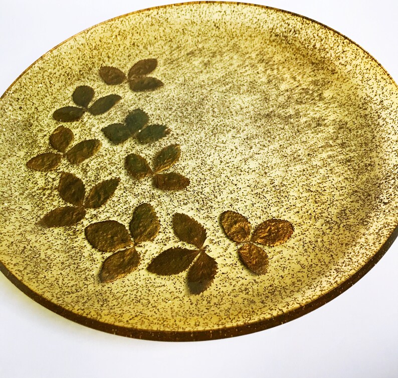 VINTAGE Lucite Round Amber Serving Plate With Glitter & - Etsy