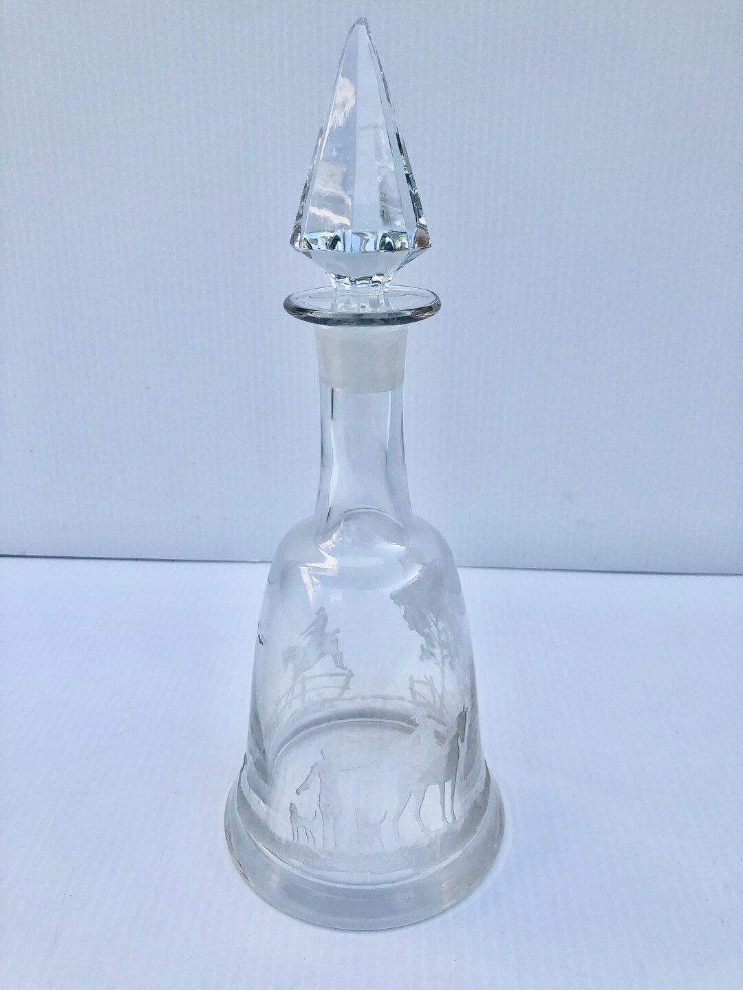 Vintage Heisey Glass Bethel Decanter With Etched English Fox Hunt Scene ...