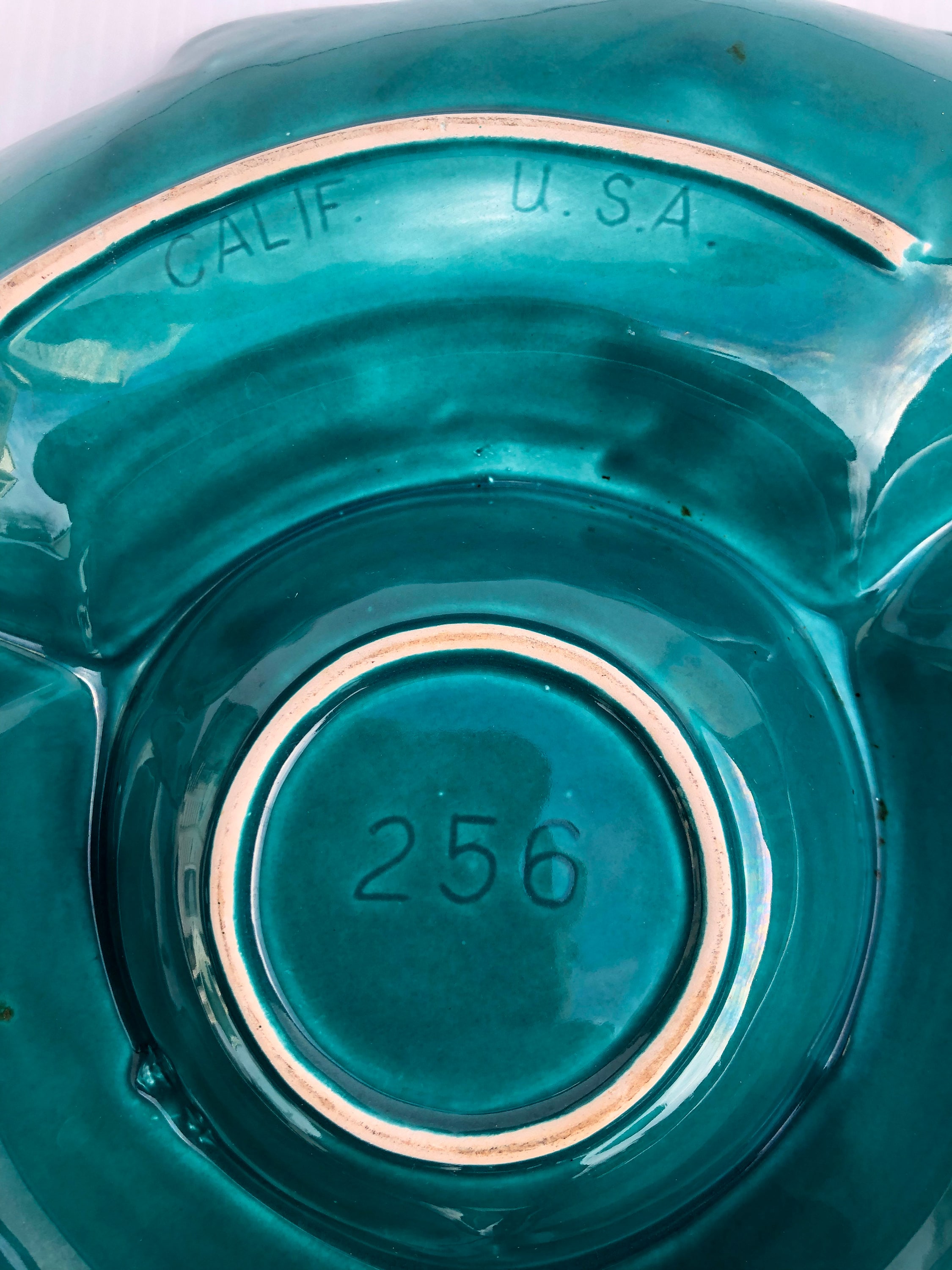 Vintage California Pottery Teal Snack Serving Tray 256 USA - Etsy