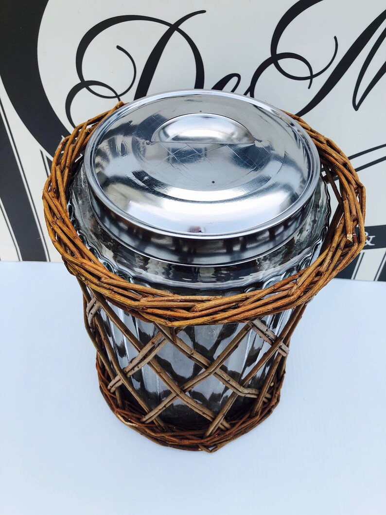 Vintage Heavy Glass Ribbed Large Jar With Aluminum Twist - Etsy