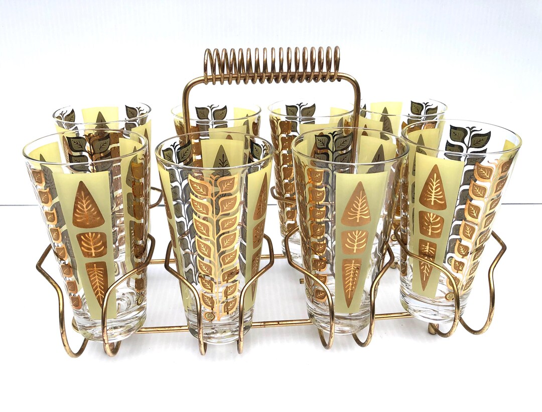 Vintage Fred Press 9 Piece Cocktail Set, Signed Fred Press Highballs in ...