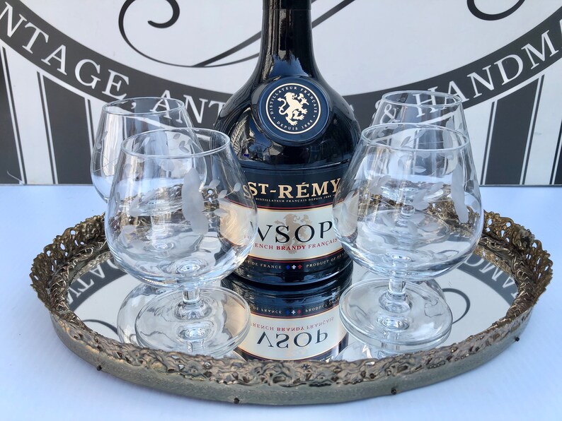 Vintage Princess House Crystal Brandy Snifter Set With Gold Filigree ...