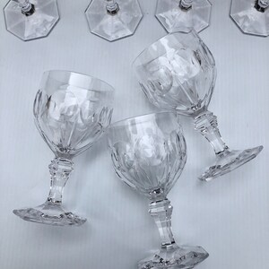 Vintage Clear Glass Goblets With Indented Circles & Octagon Bases ...
