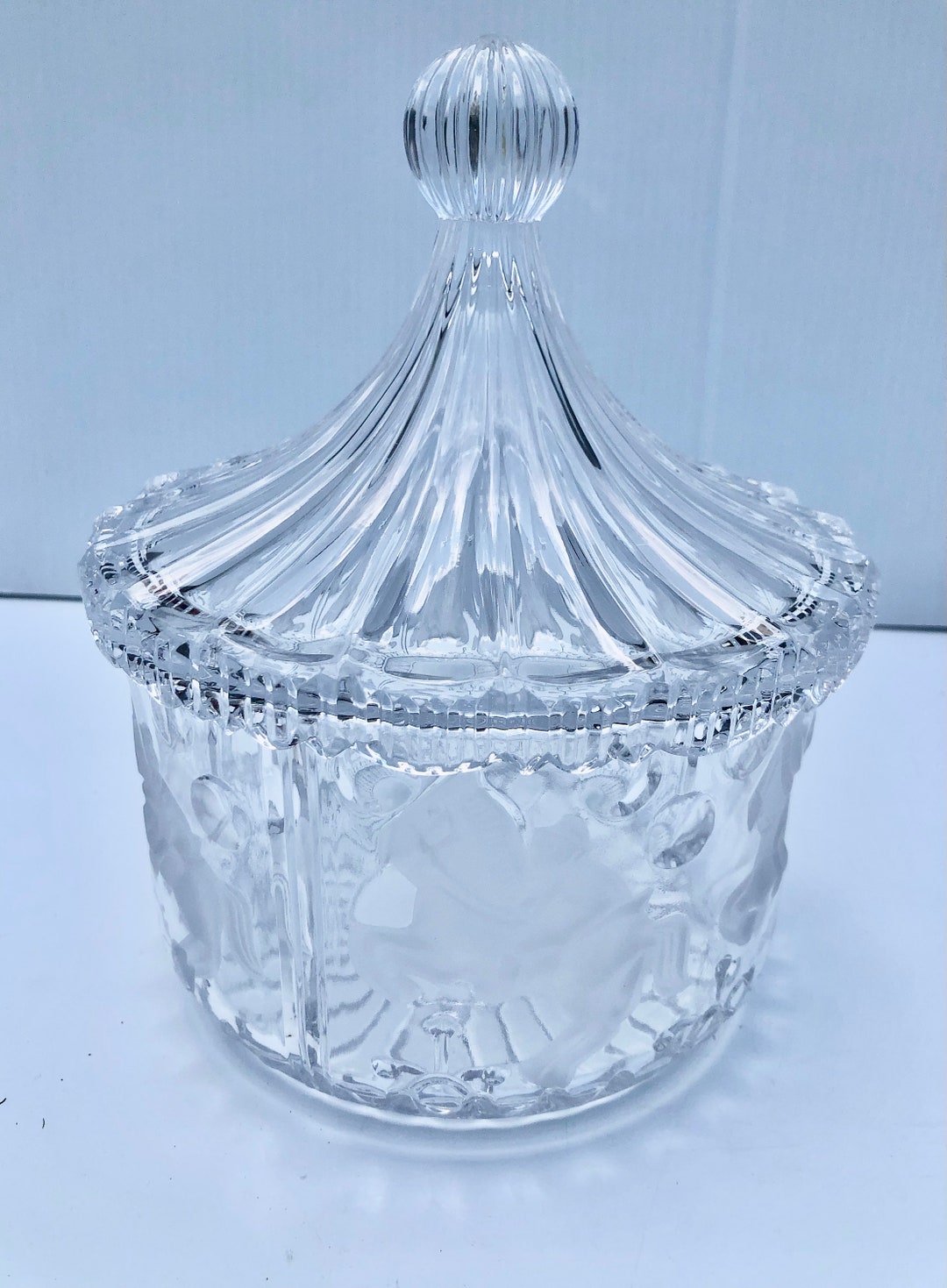 Vintage Gobel Crystal Carousel Dish, Circus Tent Shape Crystal Dish ...