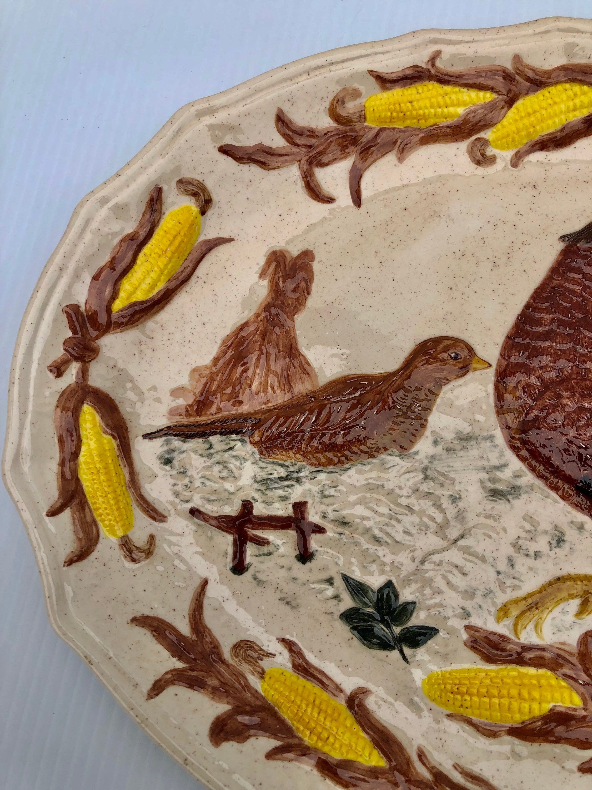 Vintage Ceramic Bird Platter, Embossed Fall Scene Serving Tray - Etsy