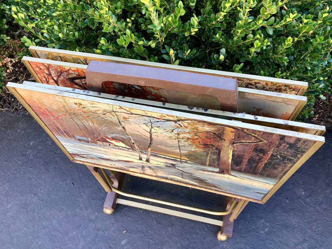 Vintage Signed Robert Wood TV Tray Stands Complete Set 4 - Etsy