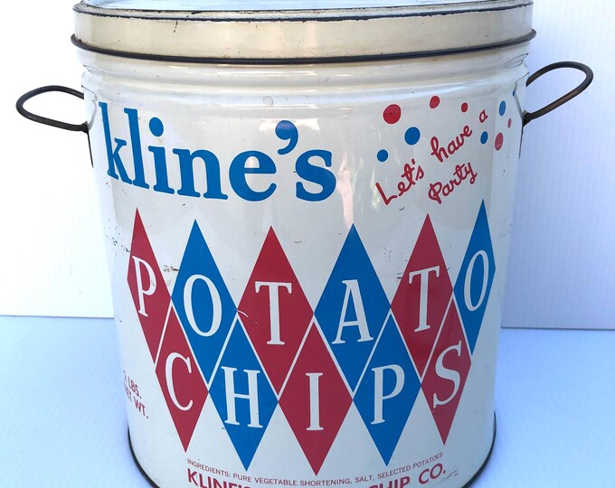 Vintage Klines Potato Chips Tin, 2 Pound Red/white/blue Diamond ...
