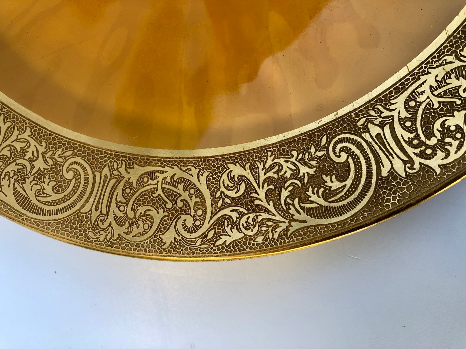 Vintage Amber Glass Tidbit Tray With Gold Encrusted Band and - Etsy