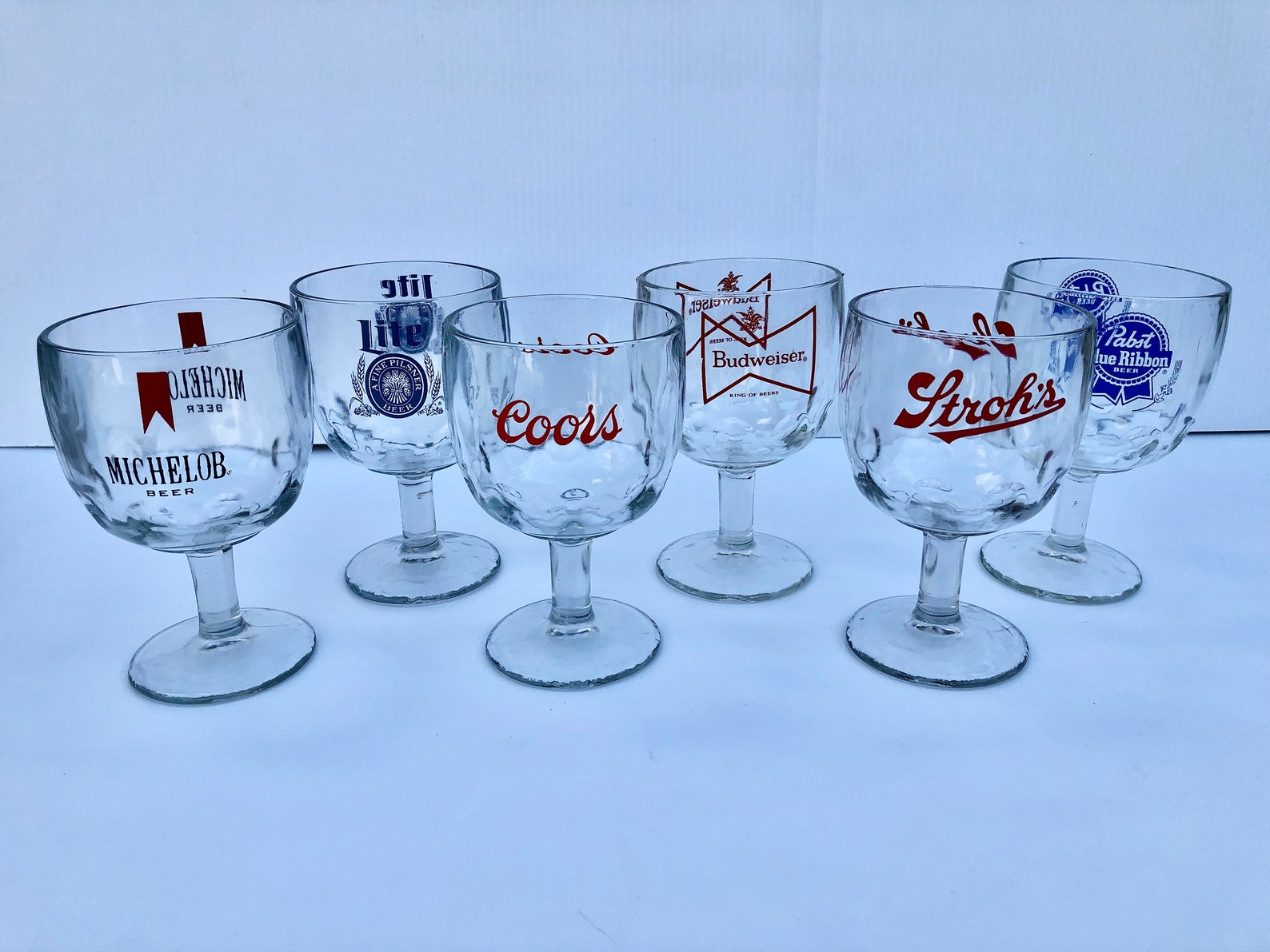 Vintage Beer Goblets Rare Set of Eleven Heavy Thumbprint - Etsy