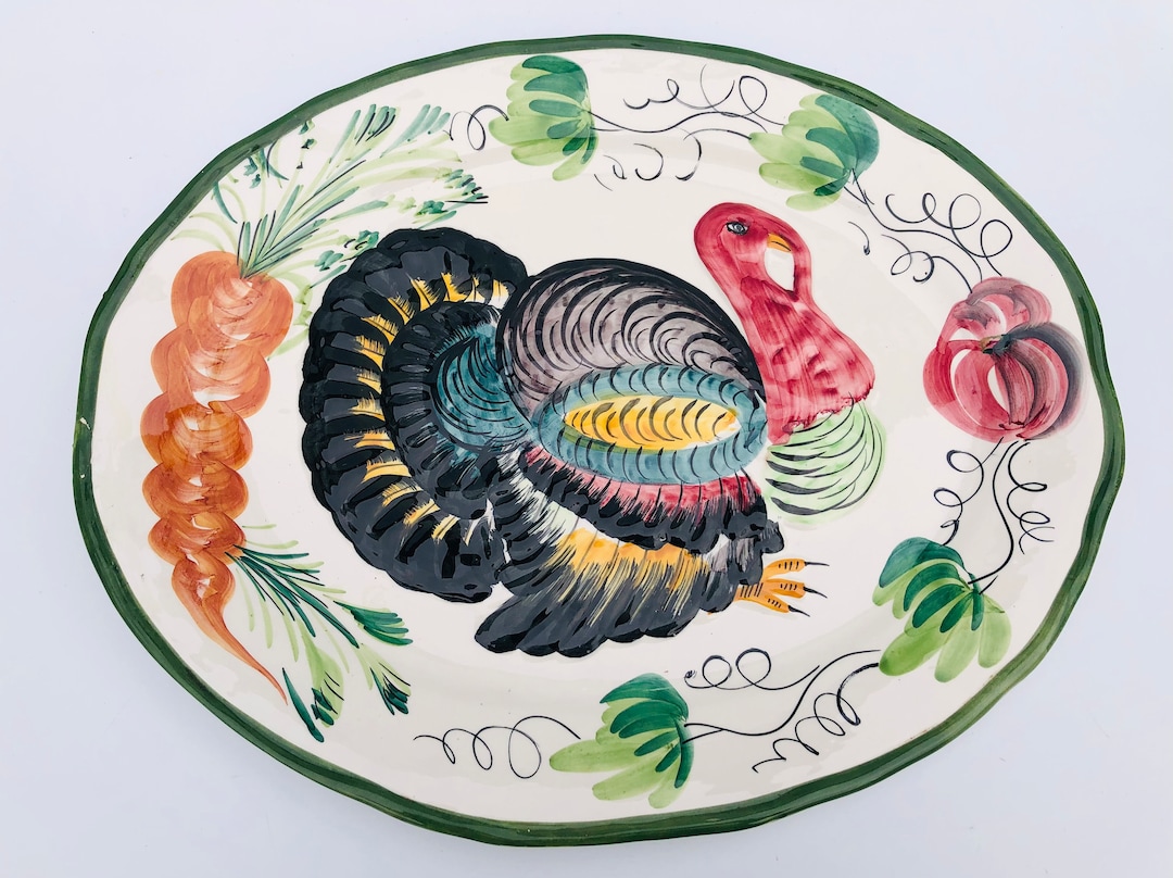 Vintage, Large Turkey Serving Platter, White Porcelain Platter With ...