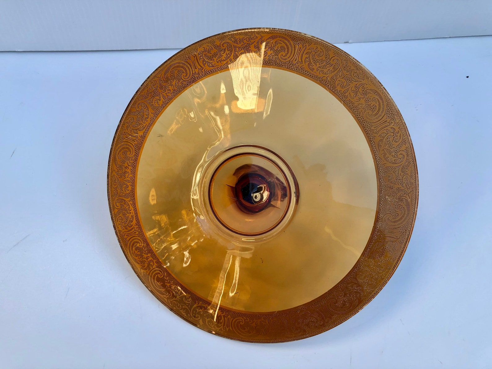 Vintage Amber Glass Tidbit Tray With Gold Encrusted Band and - Etsy