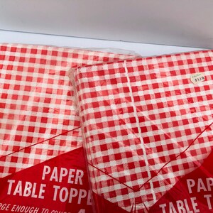 Vintage, Red and White, Checked, Paper Tablecloths, Never Used, Two ...