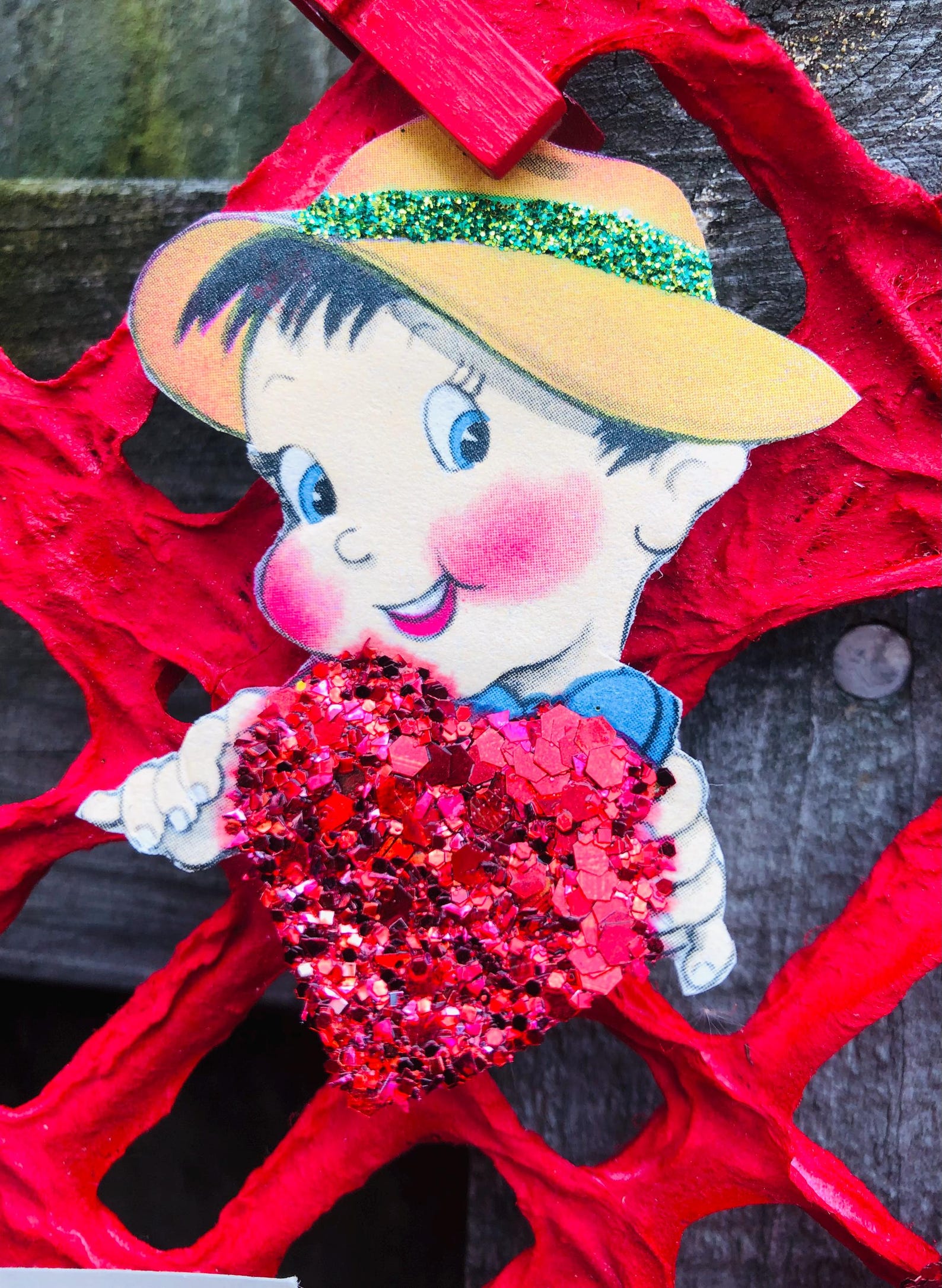 Vintage Red Valentine Heart Wall/door Decor With 7 Up-cycled Vintage ...