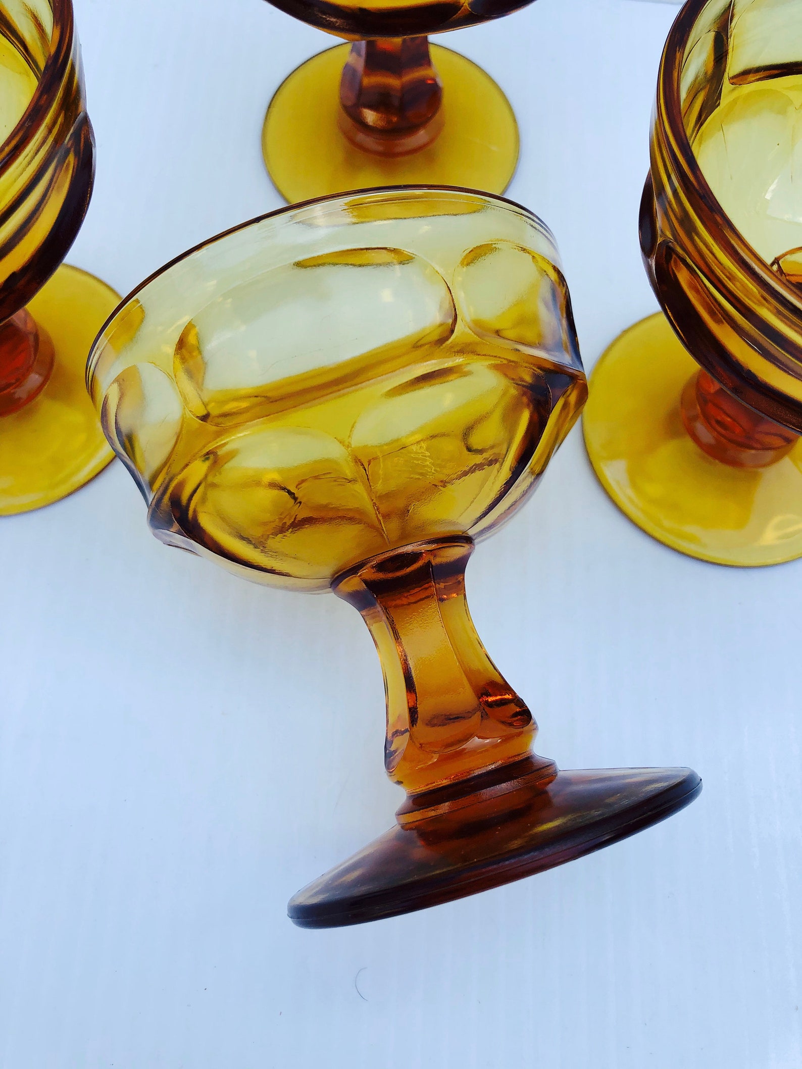 Vintage Curated Amber Glass Set of 6 Includes 4 Libbey - Etsy